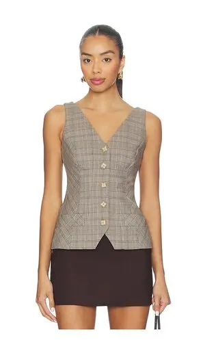 Good American Plaid Vest - Grey