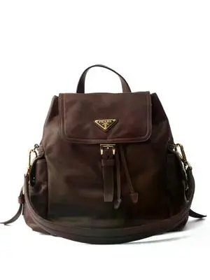 Prada Prada Medium Explore Leather Backpack Brown
