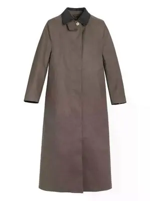 BARRIE Button-fastening Contrast-collar Raincoat - Brown