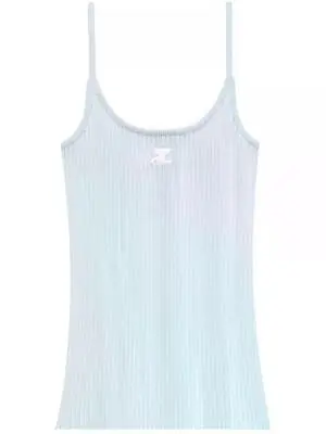 COURREGES Ribbed Knit Tank Top - Blue