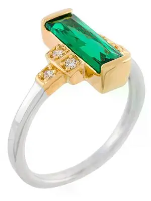 LAURA VANN Audrey Emerald-cut Crystal Ring - Silver