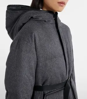 TOD'S Belted Hooded Padded Cashmere Jacket