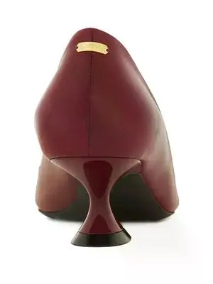 LANVIN Sculpted Heel Leather Pumps - Red