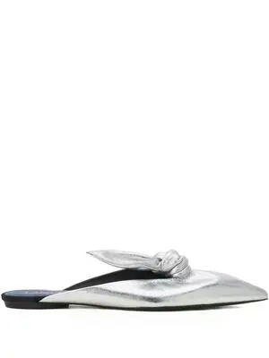 LANVIN Midnight Step Knotted Pointed-toe Mules - Silver