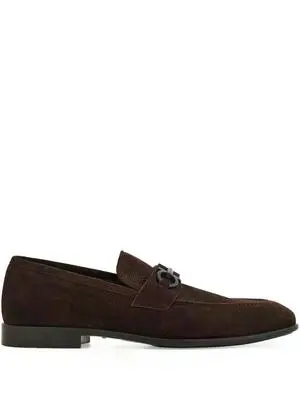 FERRAGAMO Gancini Suede Loafers - Brown