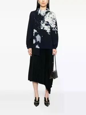Akris Printed Silk Shirt With Adjustable Neck Strap