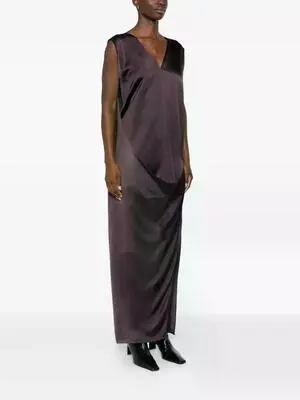 Sportmax V-neck Sleeveless Maxi Dress With Draping And Side Slit