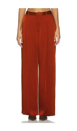 Lapointe Relaxed Pleated Satin Trousers - Rust