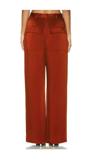 Lapointe Relaxed Pleated Satin Trousers - Rust