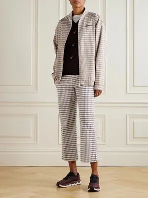 Tory Burch Checked Canvas Straight-leg Golf Trousers
