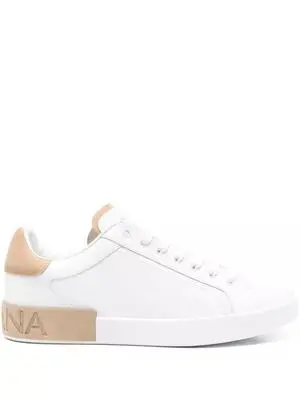 Dolce & Gabbana Portofino Leather Panelled Sneakers - White