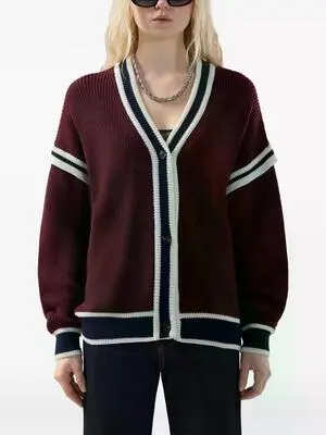 Gcds Striped Button Cardigan - Red