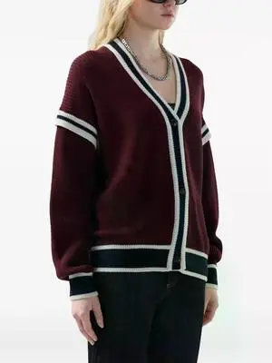 Gcds Striped Button Cardigan - Red