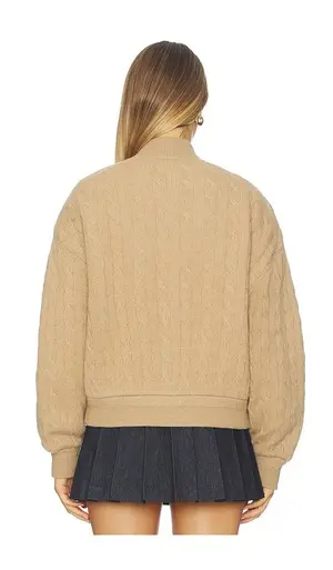 Polo Ralph Lauren Cable Knit Wool Cashmere Bomber Jacket - Beige