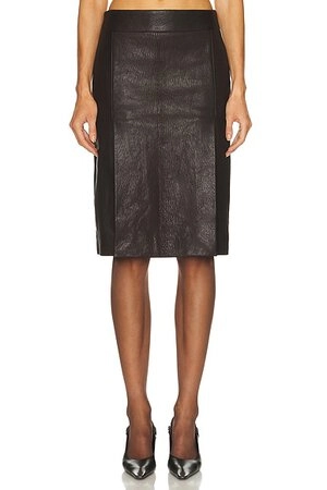 FERRAGAMO Leather Pencil Skirt - Expresso
