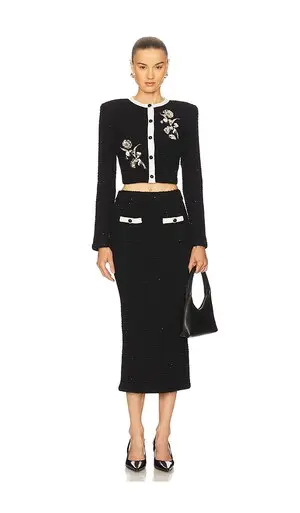 SELF-PORTRAIT Floral Textured Knit Jacket