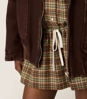 Miu Miu Wool Plaid Mini Skirt - Brown