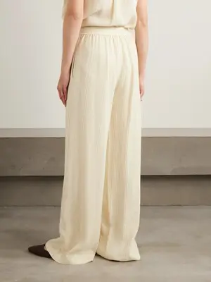 JOSEPH Mawn Plissé-jacquard Wide-leg Trousers - Neutrals