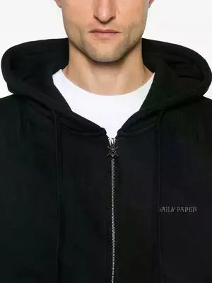 DAILY PAPER Logo-embroidered Zip-up Hoodie - Black