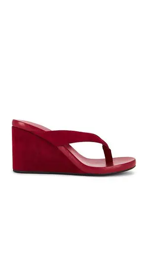 TONY BIANCO Suede Platform Thong Heels - Red