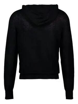 120% Lino Long-sleeve Hoodie With Ribbed Details - Black