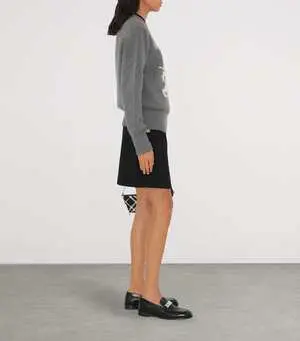 Burberry Wool-cashmere Equestrian Knight Design Crew Neck Pullover - Grey