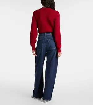 Sportmax High-rise Wide-leg Jeans With Snap Button Detailing