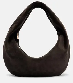 Khaite Olivia Medium Suede Shoulder Bag Brown