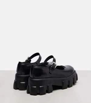 Prada Monolith Leather Mary Jane Flats