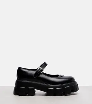 Prada Monolith Leather Mary Jane Flats