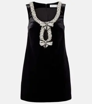 SELF-PORTRAIT Crystal-embellished Velvet Mini Dress - Black