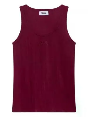 Gcds GCDS Logo-Embroidered Ribbed Tank Top Red