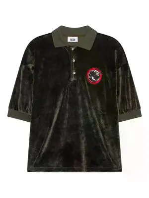 Gcds Logo Patch Velvet Polo Shirt - Green