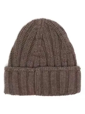 DELL'OGLIO Cashmere Beanie Hat - Brown