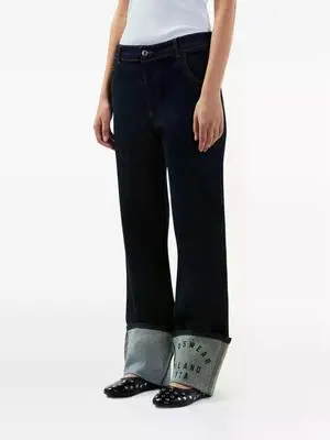 Gcds Logo Patch Turn-up Hem Jeans - Blue