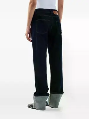 Gcds Logo Patch Turn-up Hem Jeans - Blue