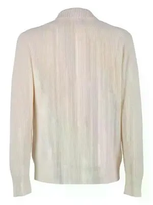 BALLANTYNE V-neck Ribbed Knit Sweater With Button Detail