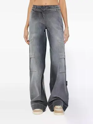 Off-White Washed Denim Cargo Jeans - Grey