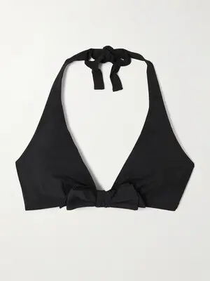 ERES Bow-Detailed Triangle Halterneck Bikini Top Black