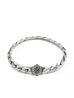 Emanuele Bicocchi Herringbone Chain Logo Bracelet - Silver