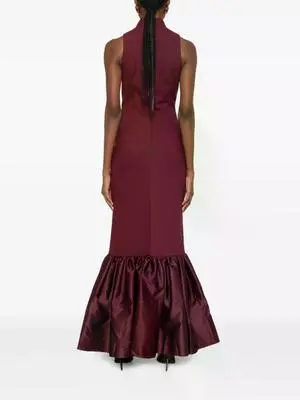 ROTATE BY BIRGER CHRISTENSEN Sleeveless High Neck Maxi Dress With Ruffled Hem