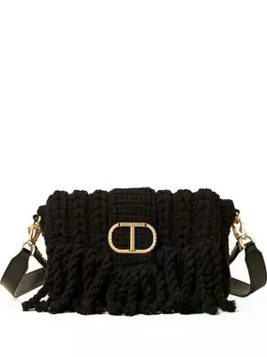 TWINSET Fringed Logo Plaque Satchel