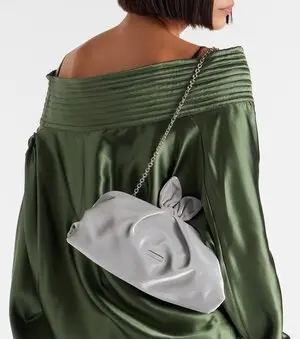 AQUAZZURA Bow Tie Velvet Clutch - Silver