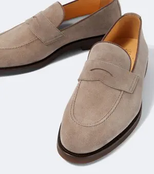 Brunello Cucinelli Suede Penny Loafers - Grey