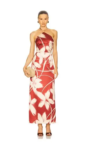 Steve Madden Steve Madden Oaklyn Floral Print Halter Neck Maxi Dress Rust