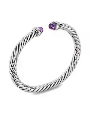 David Yurman Sterling Amethyst And Diamond Cable Flex® Cuff Bracelet