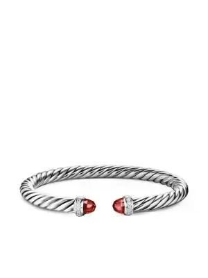 David Yurman Sterling Rhodolite Garnet And Diamond Cable Flex Bracelet