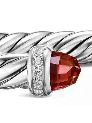 David Yurman Sterling Rhodolite Garnet And Diamond Cable Flex Bracelet