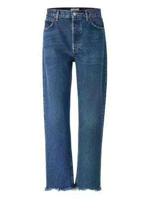 AGOLDE 90s Straight Leg Jeans With Frayed Hem - Blue