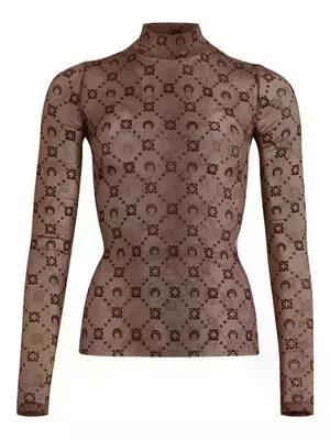 MARINE SERRE All-over Pattern High Neck Long Sleeve Top